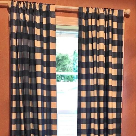 Accents | 4 Navywhite Buffalo Plaid 4w X 82l Lined Curtains | Poshmark
